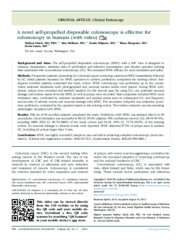 (PDF) A novel self-propelled disposable colonoscope is effective for ...