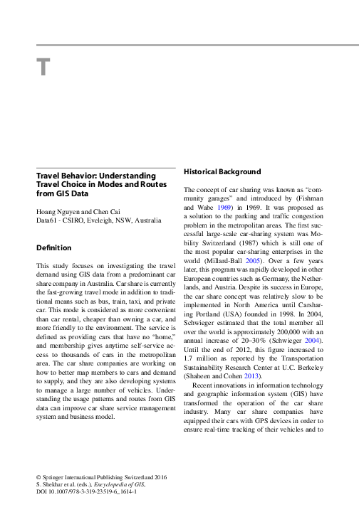 (PDF) Travel Behavior: Understanding Travel Choice in Modes and Routes ...