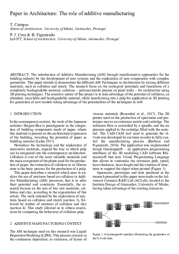 (PDF) Paper in architecture: The role of additive manufacturing