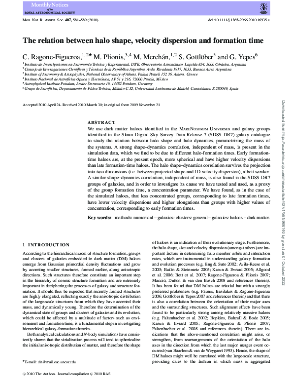 (PDF) The relation between halo shape, velocity dispersion and ...