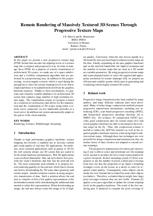 (PDF) Remote rendering of massively textured 3D scenes through progressive texture maps