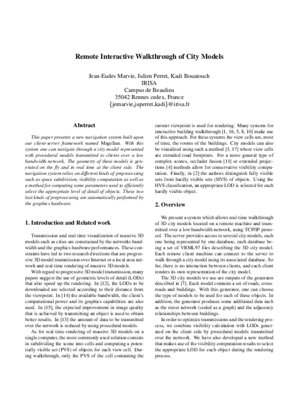 (PDF) Remote interactive walkthrough of city models