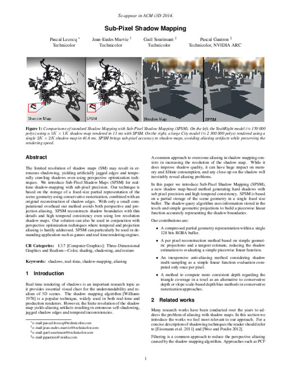 (PDF) Sub-pixel shadow mapping | Marvie Jean-Eudes - Academia.edu