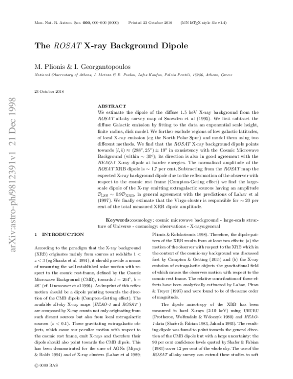 (PDF) The ROSAT X-ray background dipole
