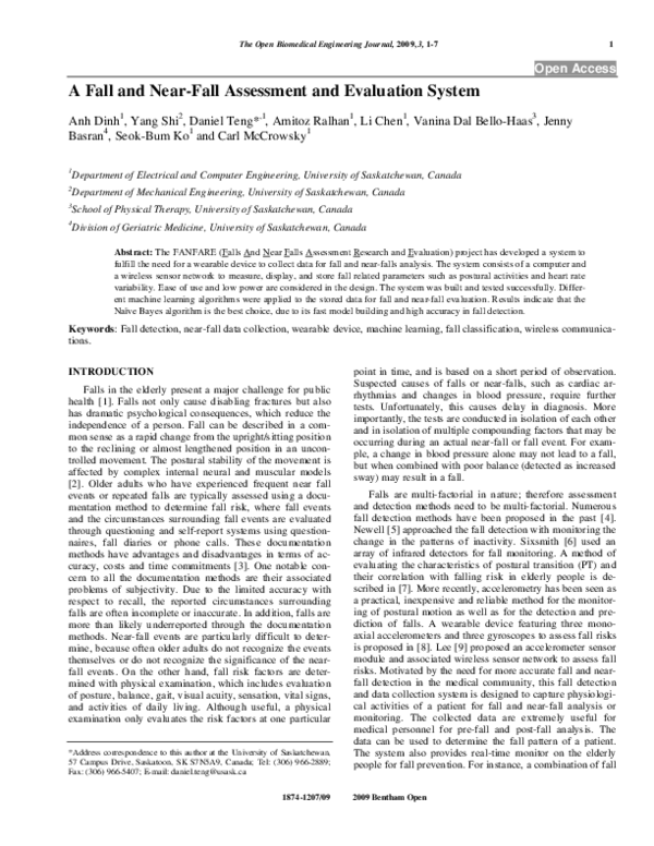 (PDF) A fall and near-fall assessment and evaluation system