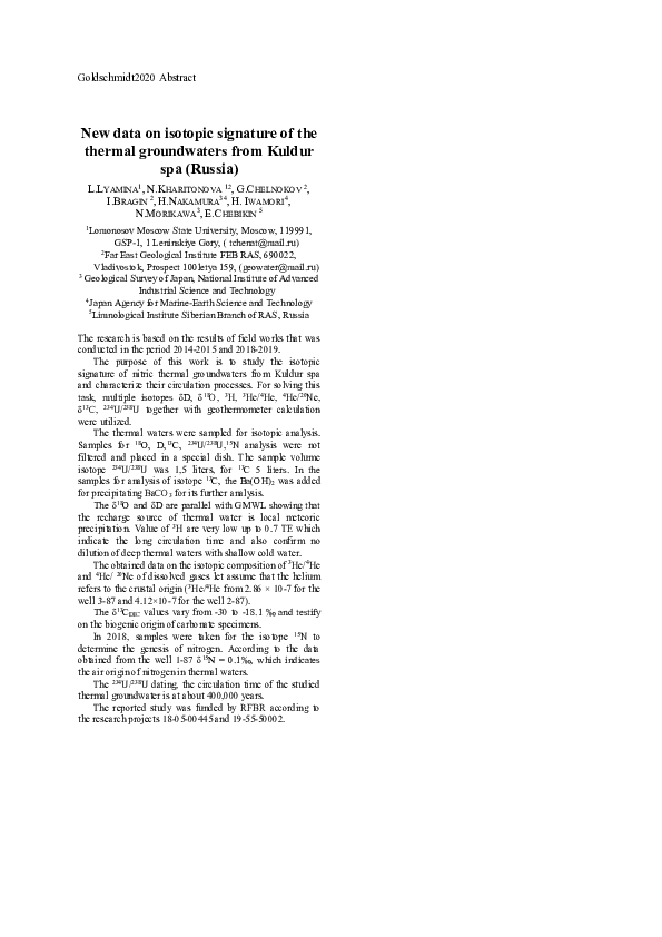 (PDF) New Data on Isotopic Signature of the Thermal Groundwaters from ...