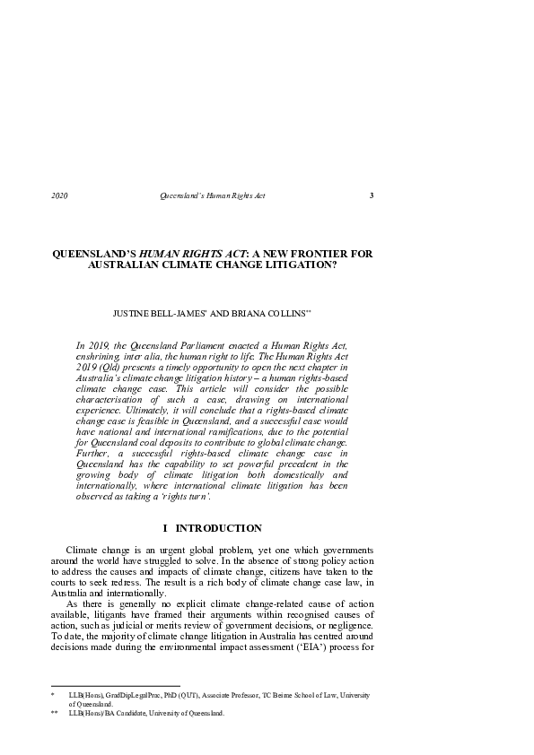 (PDF) Queensland’s Human Rights Act: A New Frontier for Australian ...