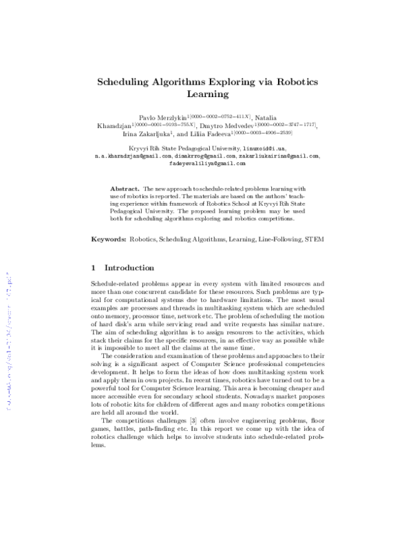 Pdf Scheduling Algorithms Exploring Via Robotics Learning