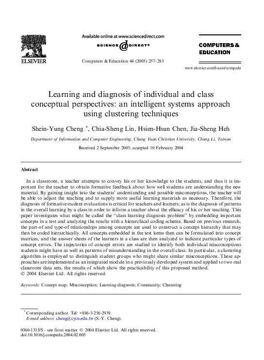 (PDF) Learning and diagnosis of individual and class conceptual perspectives: an intelligent ...
