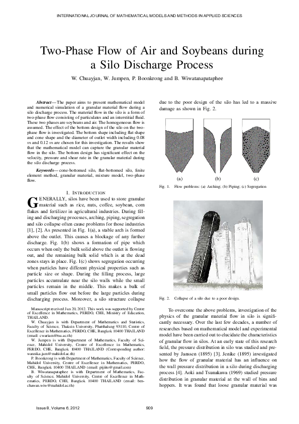 (PDF) Two-phase flow of air and soybeans during a silo discharge process