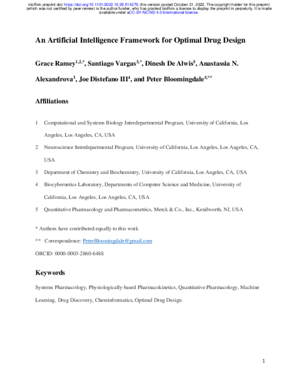 (PDF) An Artificial Intelligence Framework for Optimal Drug Design
