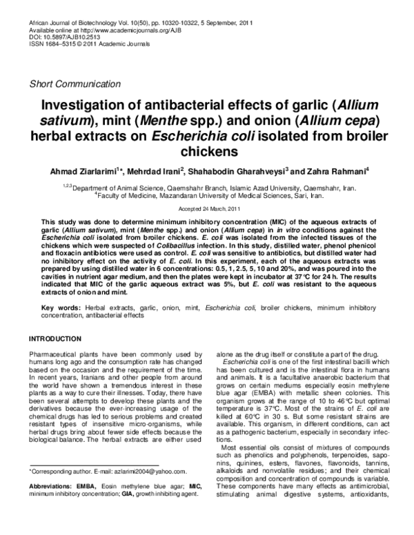 (PDF) Investigation of antibacterial effects of garlic (Allium sativum ...