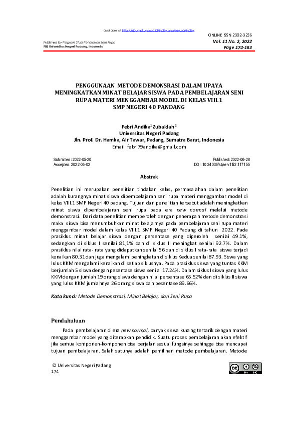 (PDF) Penggunaan Metode Demonstrasi dalam Upaya Meningkatkan Minat ...