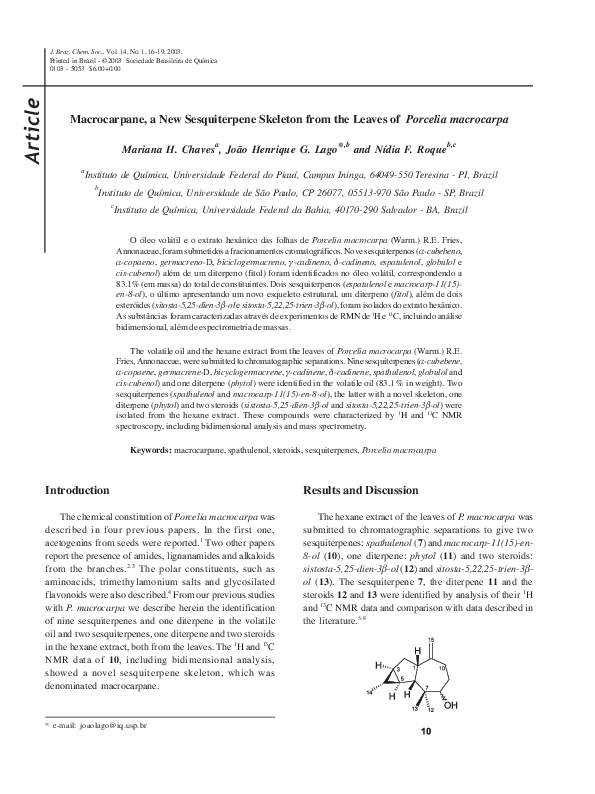 (PDF) Macrocarpane, a new sesquiterpene skeleton from the leaves of ...
