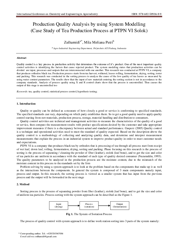 (PDF) Production Quality Analysis by using System Modelling (Case Study ...