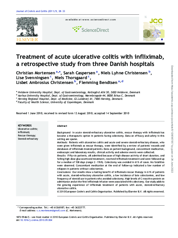 (PDF) Treatment of acute ulcerative colitis with infliximab, a ...