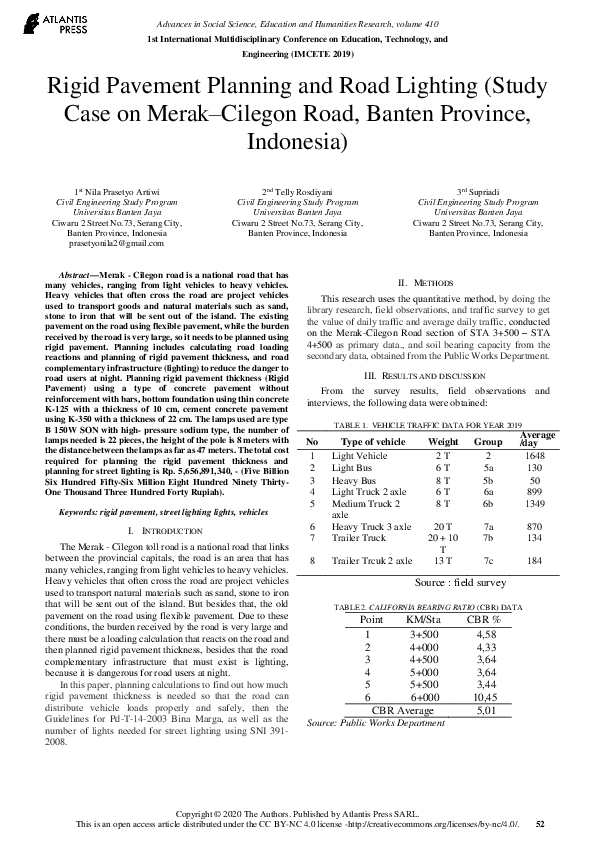 (PDF) Rigid Pavement Planning and Road Lighting (Study Case on Merak ...