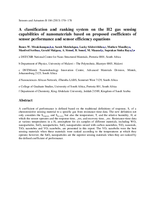 (PDF) A classification and ranking system on the H2 gas sensing capabilities of nanomaterials ...