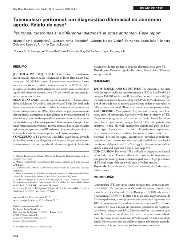 (PDF) Tuberculose peritoneal: um diagnóstico diferencial no abdômen ...