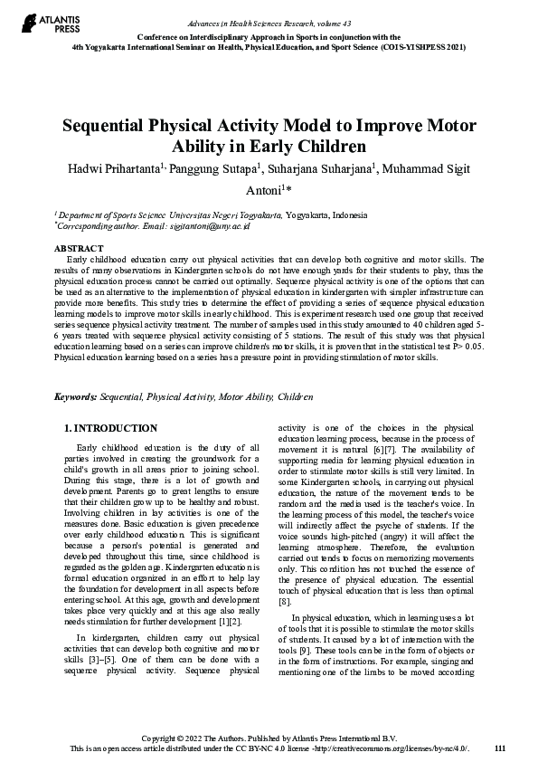 (PDF) Sequential Physical Activity Model to Improve Motor Ability in ...