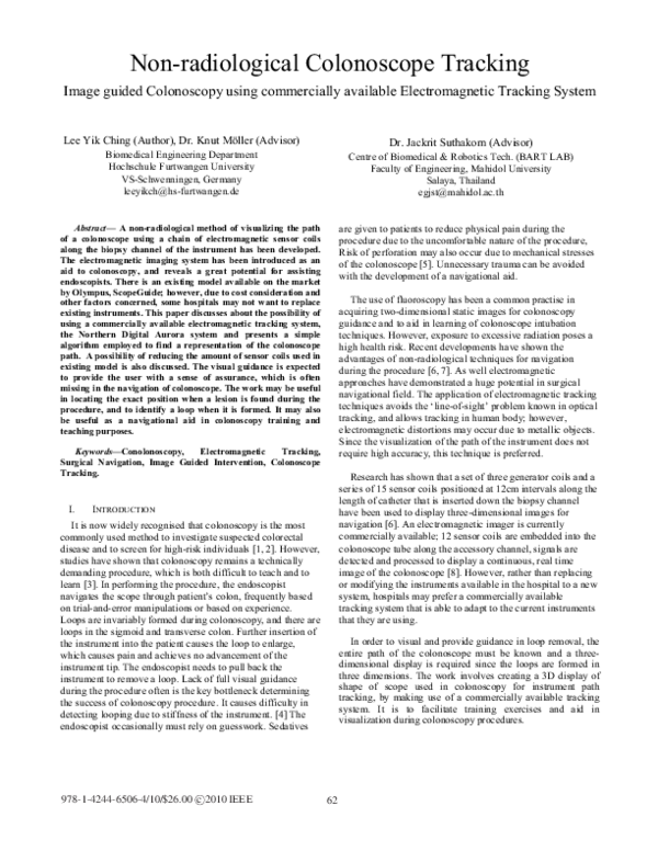 (PDF) Non-radiological colonoscope tracking image guided colonoscopy using commercially ...