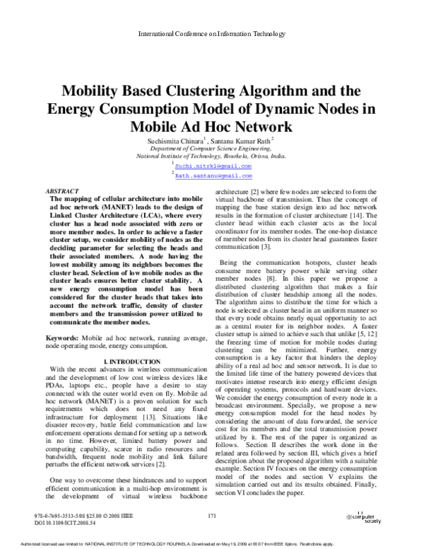 (PDF) Mobility Based Clustering Algorithm and the Energy Consumption Model of Dynamic Nodes in ...