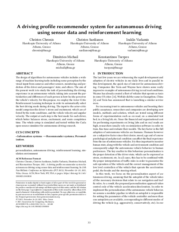 (PDF) A driving profile recommender system for autonomous driving using ...