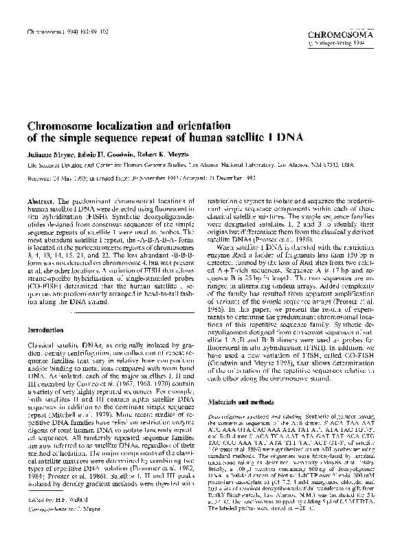 (PDF) Chromosome localization and orientation of the simple sequence ...