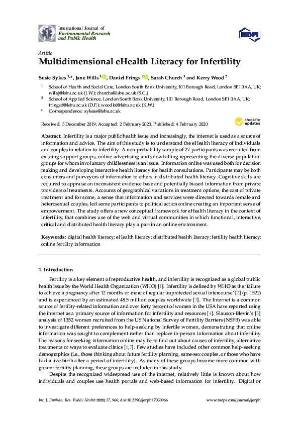 (PDF) Multidimensional eHealth Literacy for Infertility