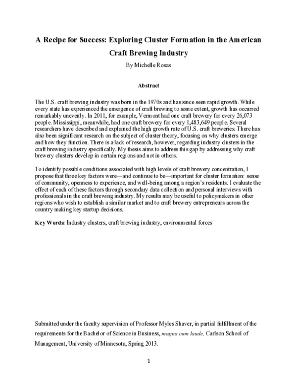 (PDF) A Recipe for Success: Exploring Cluster Formation in the American ...