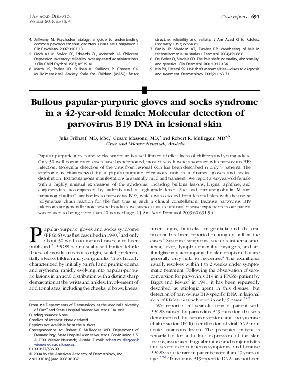 (PDF) Bullous papular-purpuric gloves and socks syndrome in a 42-year ...
