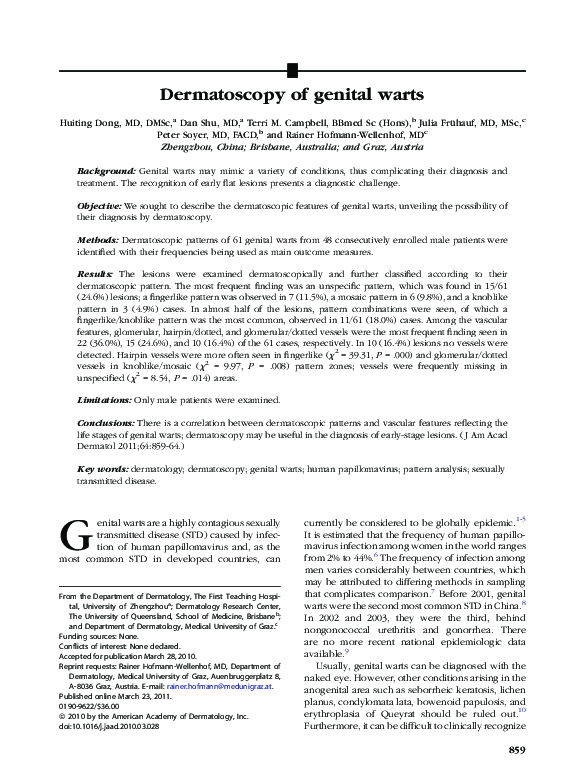 (PDF) Dermatoscopy of genital warts