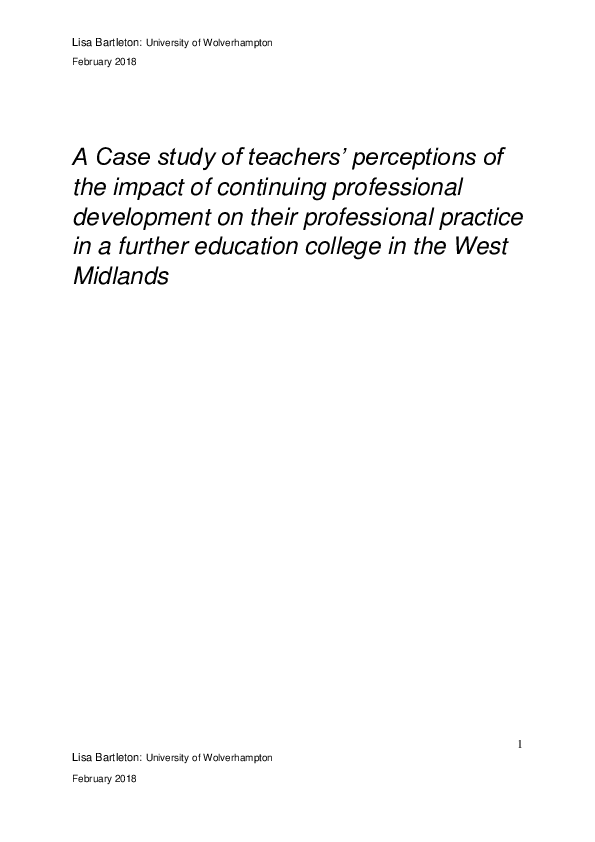 (PDF) A Case study of teachers’ perceptions of the impact of continuing ...