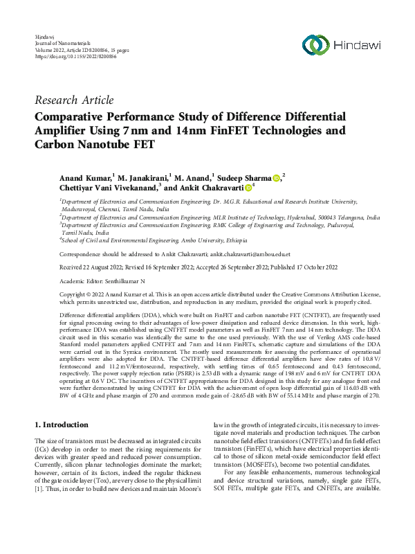 (PDF) Comparative Performance Study of Difference Differential ...