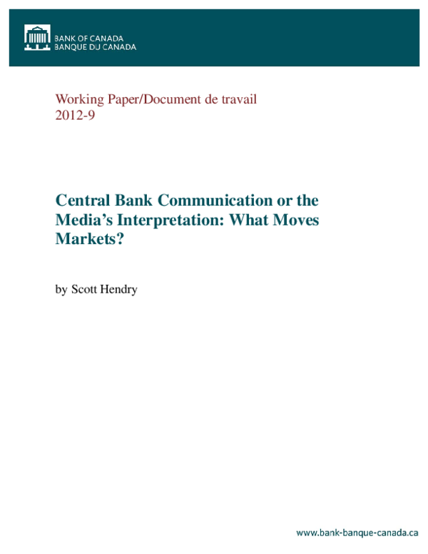 (PDF) Central Bank Communication or the Media's Interpretation: What ...