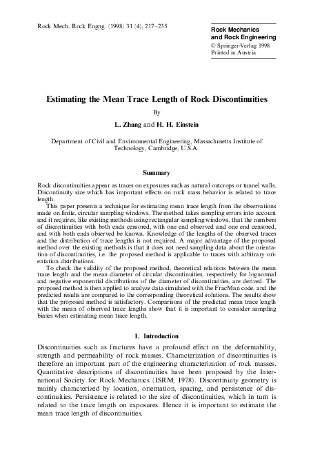 (PDF) Estimating the Mean Trace Length of Rock Discontinuities
