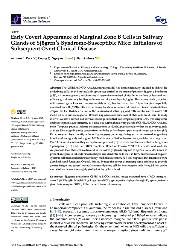 (PDF) Early Covert Appearance of Marginal Zone B Cells in Salivary ...