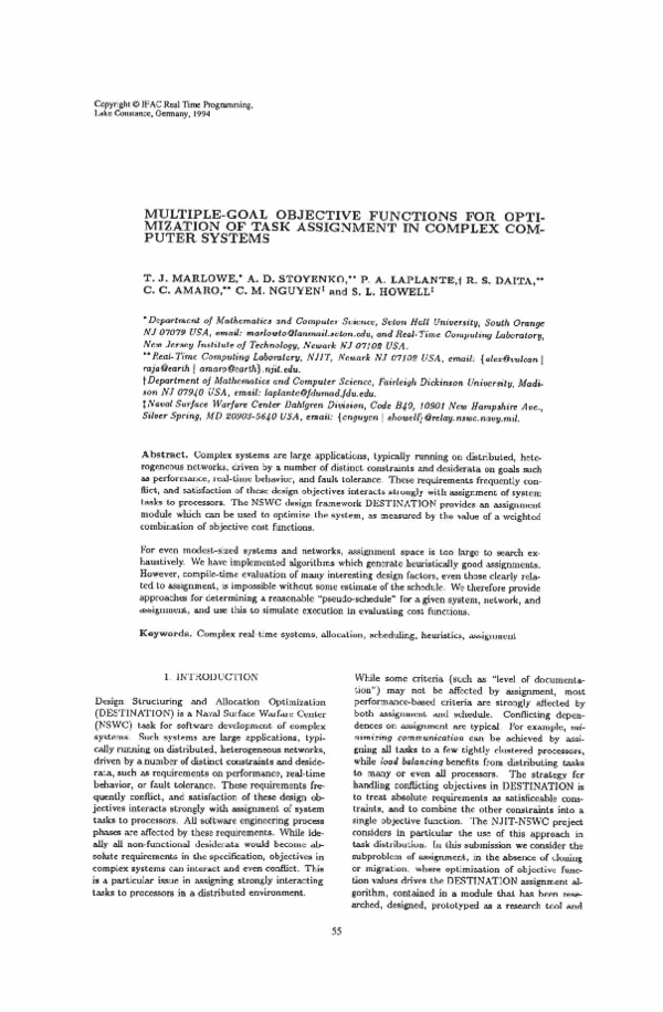 (PDF) Multiple-goal objective functions for optimization of task ...