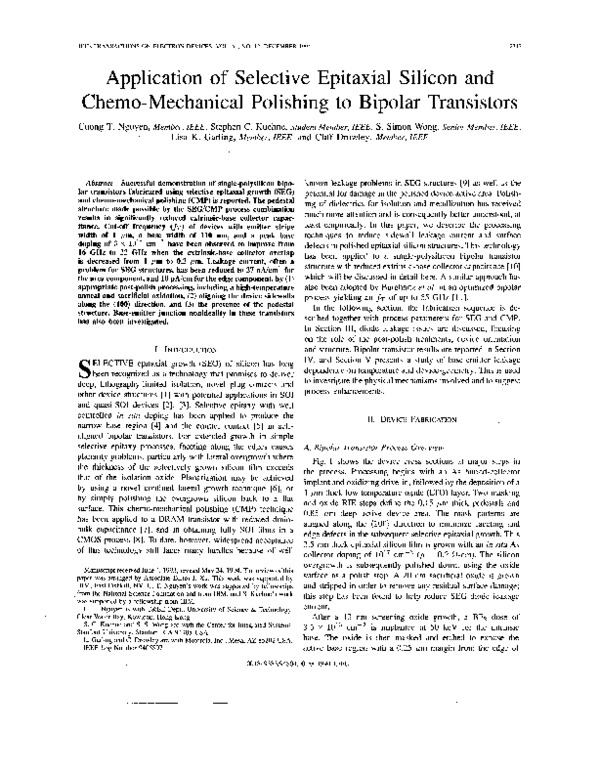 (PDF) Selective Epitaxial Growth in Bipolar Transistors