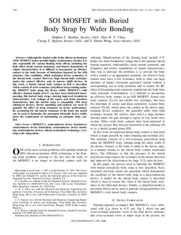 (PDF) SOI MOSFET with buried body strap by wafer bonding
