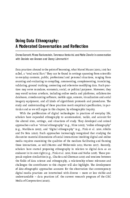 (PDF) Doing Data Ethnography: A Moderated Conversation and Reflection