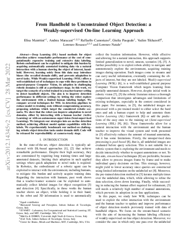 Pdf From Handheld To Unconstrained Object Detection A Weakly Supervised On Line Learning Approach