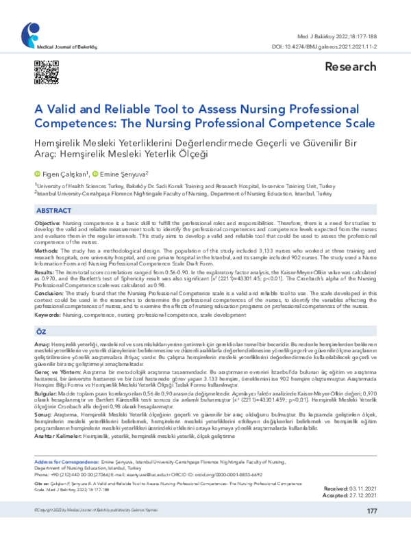 (PDF) A Valid and Reliable Tool to Assess Nursing Professional ...