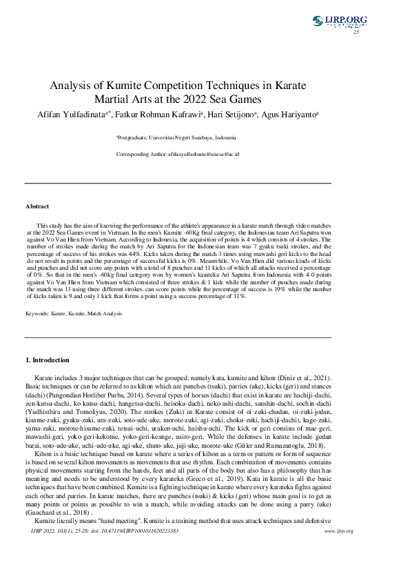 (PDF) Analysis of Kumite Competition Techniques in Karate Martial Arts ...