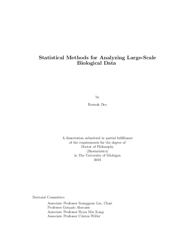 (PDF) Statistical Methods for Analyzing Large Scale Biological Data