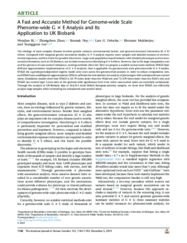 (PDF) A Fast and Accurate Method for Genome-wide Scale Phenome-wide G × ...