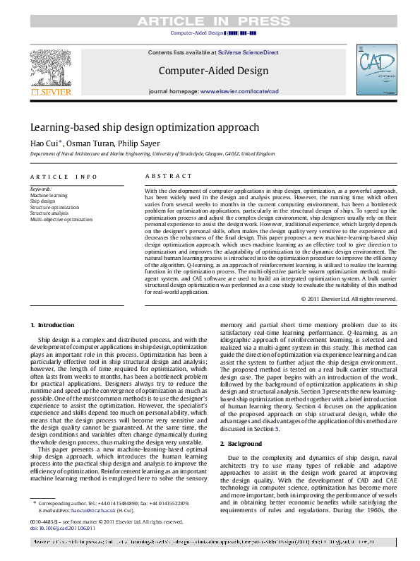 (PDF) Learning-based ship design optimization approach