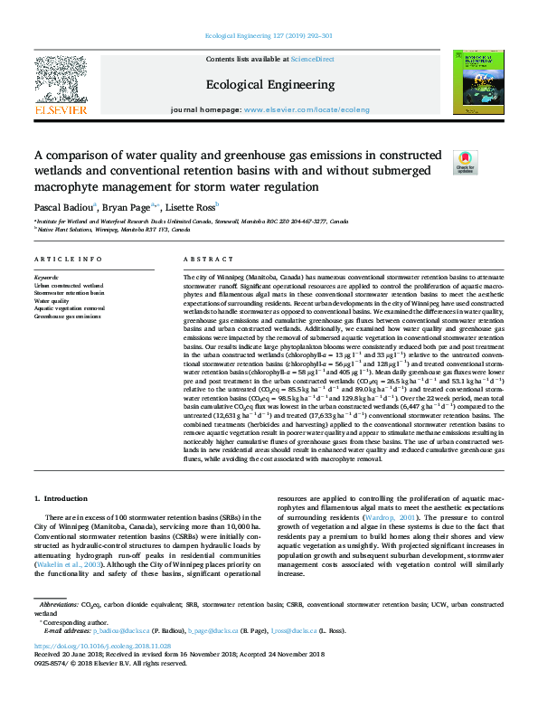 (PDF) A comparison of water quality and greenhouse gas emissions in ...
