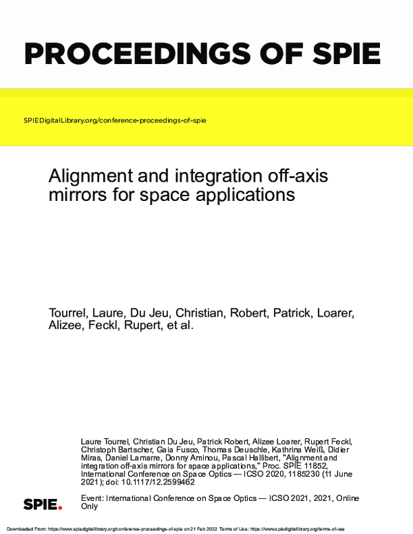 (PDF) Alignment and integration off-axis mirrors for space applications