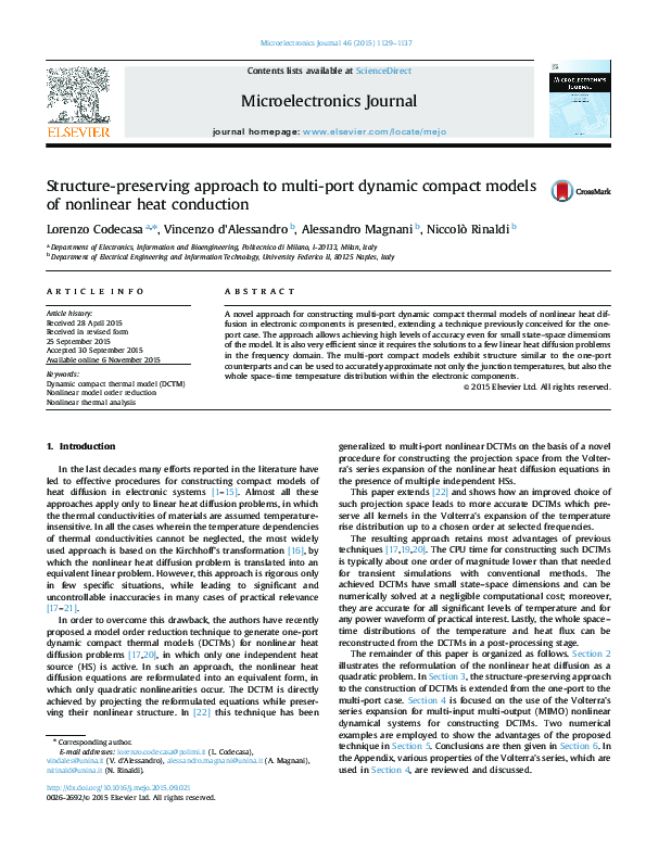 Structure Preserving Approach To Multi Port Dynamic Compact Models Of Nonlinear Heat Conduction